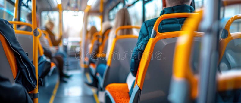 Interior of a City Bus with Passengers. Generative Ai Stock ...