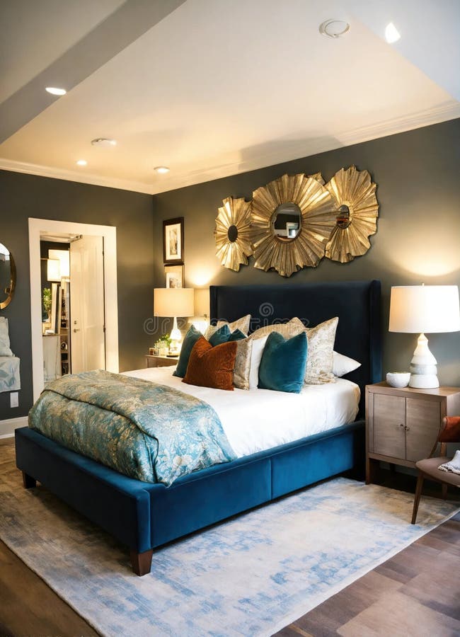 Interior of Classic Bedroom, Comfortable King Size Bed. Ai Generative ...