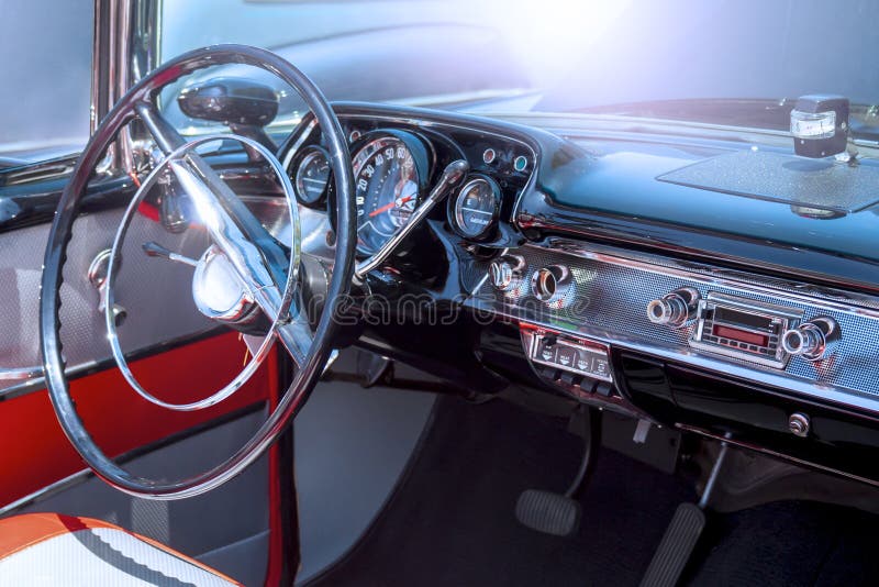 Interior of a classic car stock photo. Image of close - 138239286