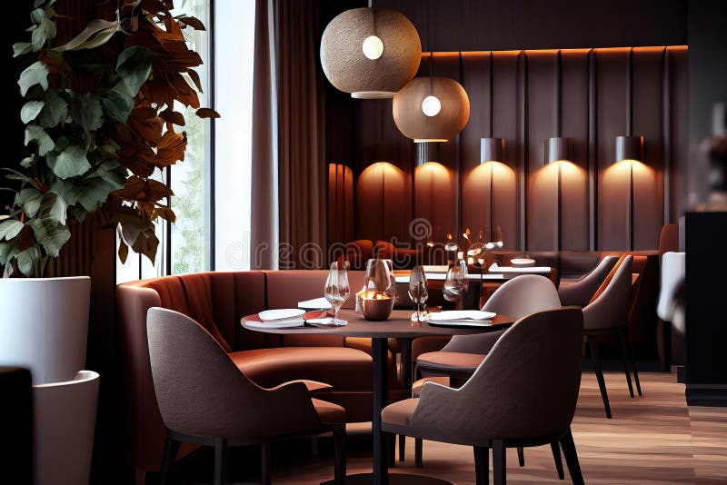 Interior of a Classic Cozy Restaurant Stock Illustration - Illustration ...