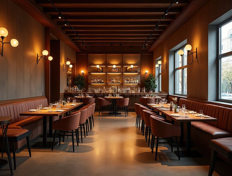 Interior of Classic Cozy Restaurant Stock Illustration - Illustration ...