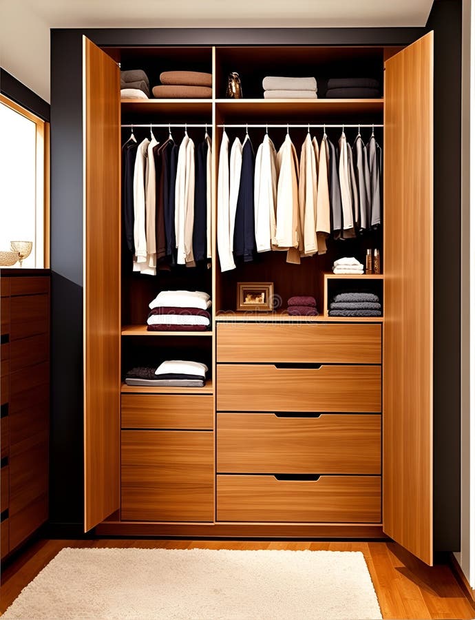 Interior of a Classic Wardrobe with Built in Shelves Stock Illustration ...