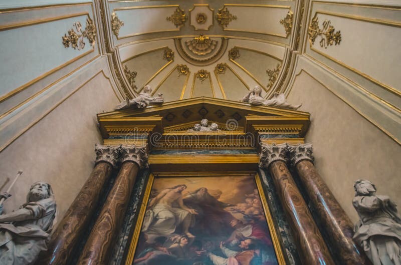 Interior of a Classical Cathedral Editorial Image - Image of golden ...