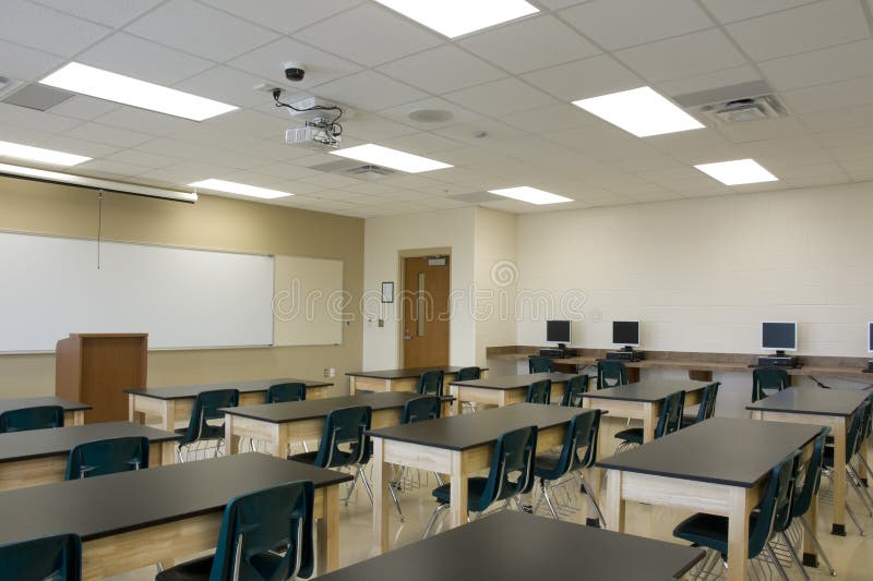 Interior of Classroom stock photo. Image of lights, middle - 15766132