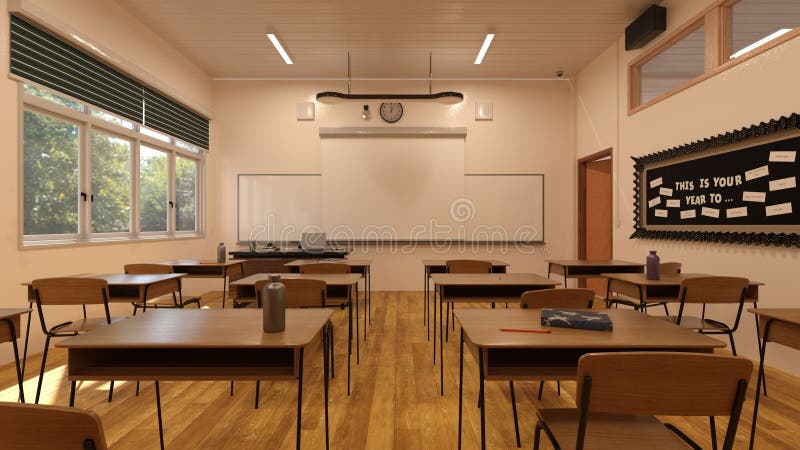 Interior of a classroom stock image. Image of information - 287749787