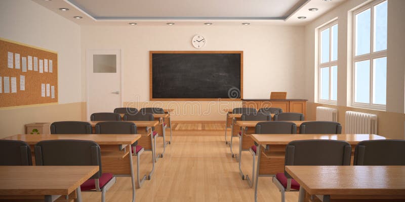 The interior of classroom. stock illustration. Illustration of window ...