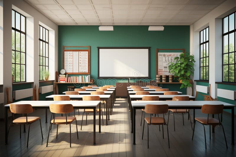 Interior of Classroom Empty, Education Concept Stock Illustration ...