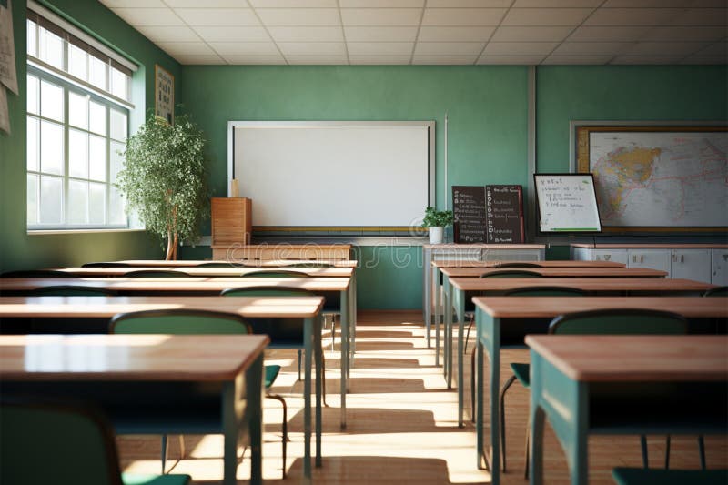 Interior of Classroom Empty, Education Concept Stock Illustration ...