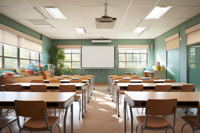 Interior of Classroom Empty, Education Concept Stock Illustration ...