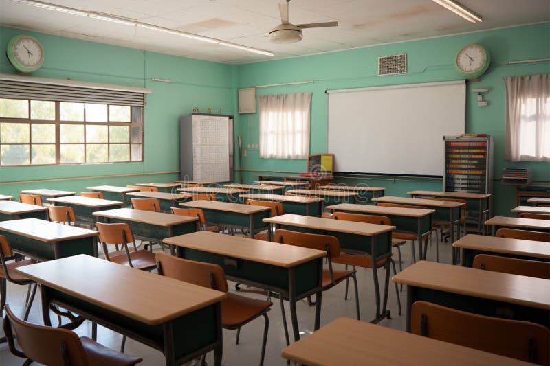 Interior of Classroom Empty, Education Concept Stock Illustration ...