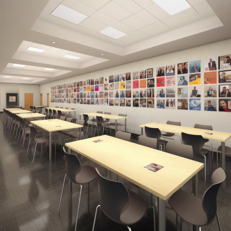 Interior of a Classroom with Tables and Chairs Stock Illustration ...