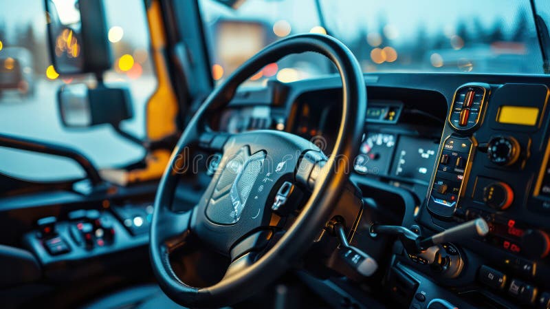 Interior Close-up of a Semi-truck Dashboard Stock Illustration ...