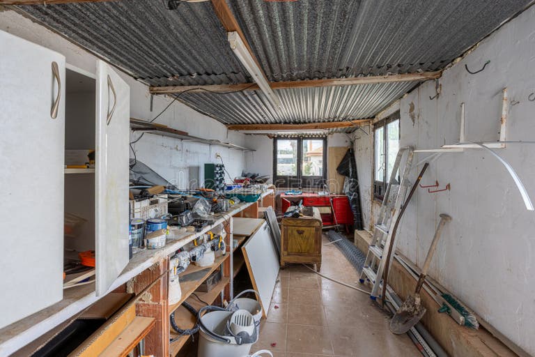 Messy Workshop with Tools and Equipment Editorial Stock Image - Image ...