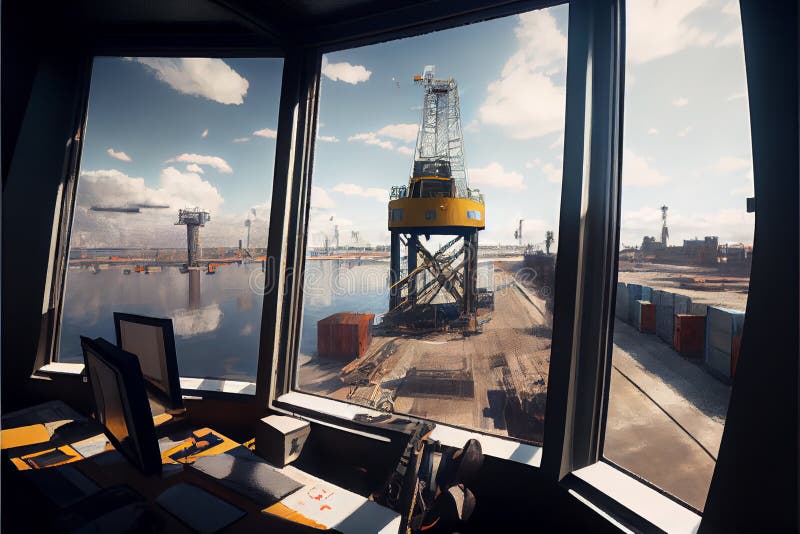 Interior of the Cockpit Control Crane, on the Customs Terminal. Stock ...