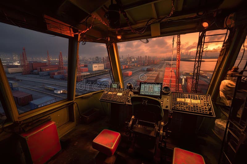 Interior of the Cockpit Control Crane, on the Customs Terminal. Stock ...