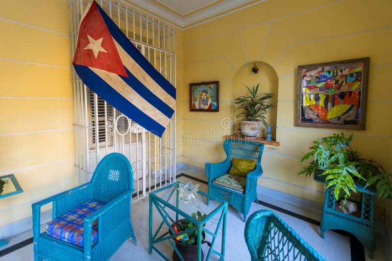 Interior in a Old Colonial Cuban House Stock Image - Image of exterior ...