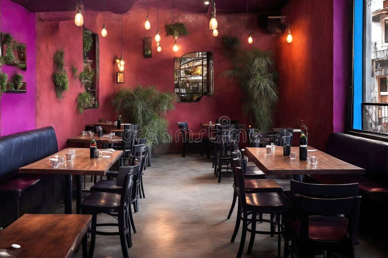 Interior of a Colorful Traditional Mexican Restaurant Day Scene Stock ...