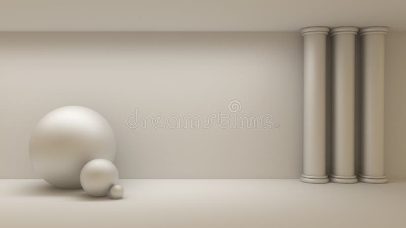 Interior with Columns and Balls Stock Illustration - Illustration of ...