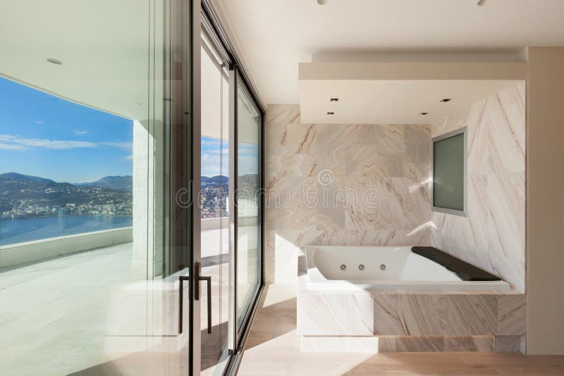 Interior, Comfortable Bathroom Stock Image - Image of space, ceiling ...