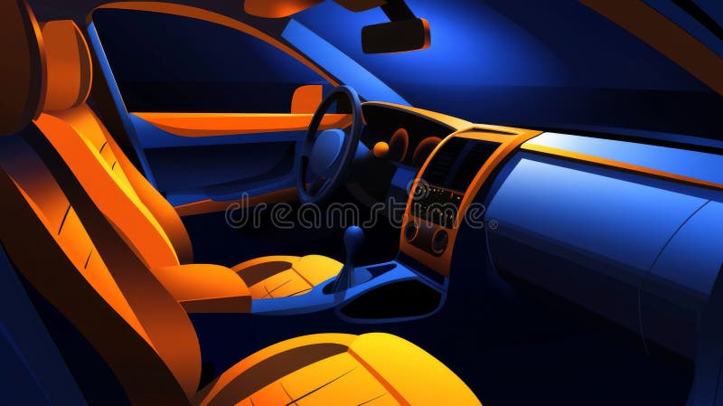 The Interior of a Comfortable Car at Night, Showcasing the Seats and ...