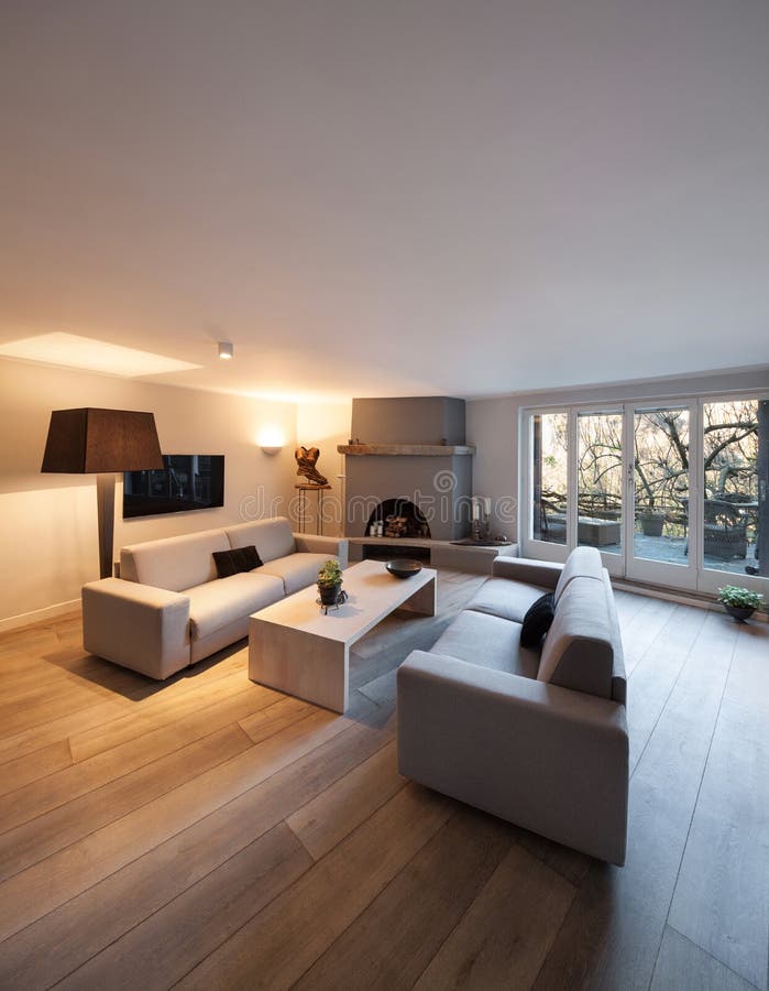 Interior, Comfortable Living Room Stock Image - Image of sofa, floor ...