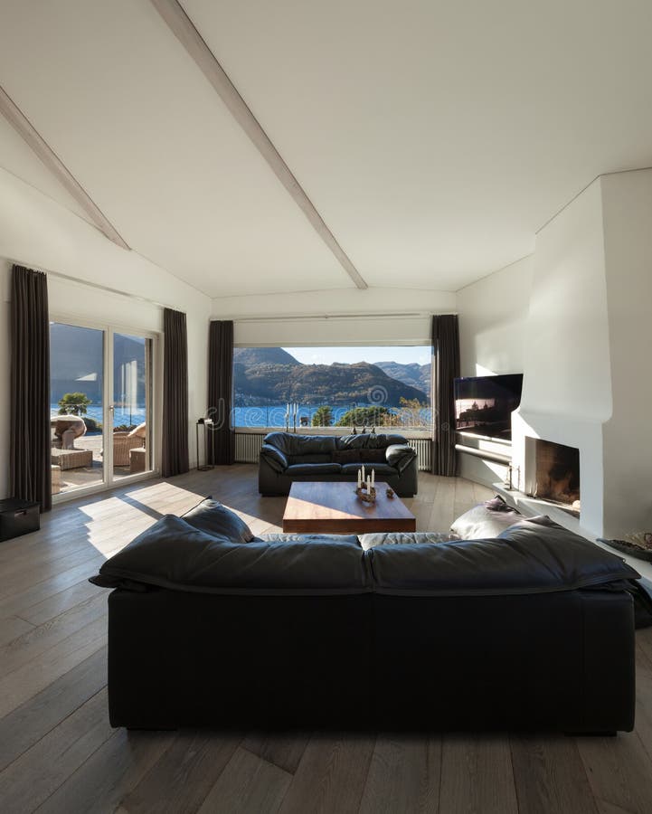 Interior, Comfortable Living Room Stock Photo - Image of ceiling ...