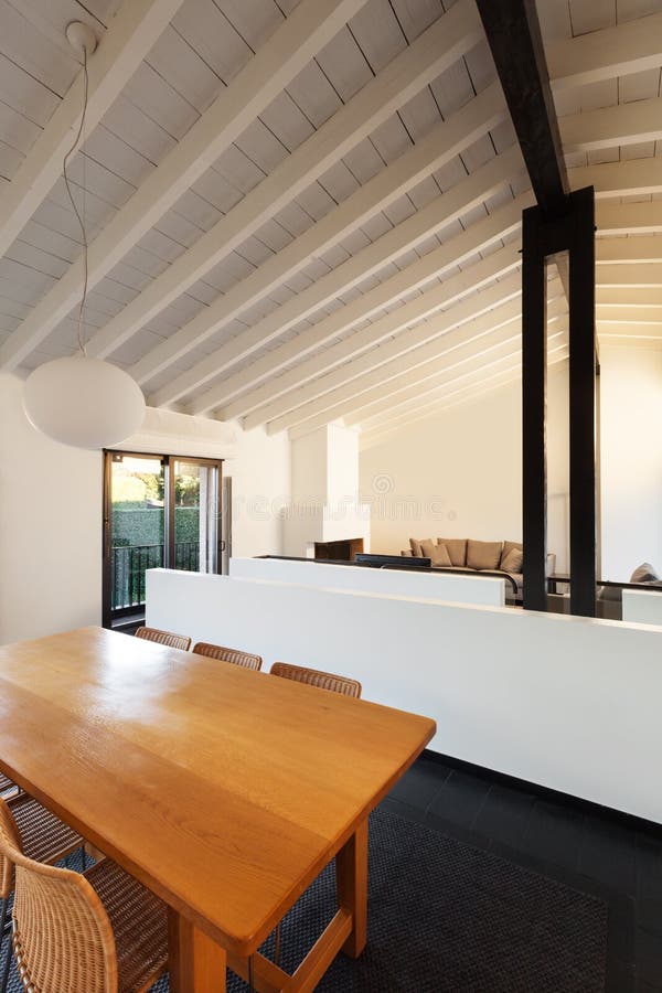 Interior, comfortable loft stock image. Image of table - 36659069