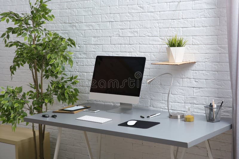 Comfortable Work Place for Students and Teacher. Closeup of a Creative ...