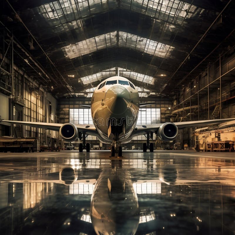 Interior of Commercial Airplane in Hangar. Generative AI Stock ...