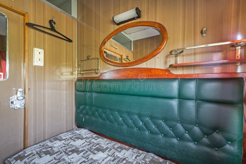 Interior Compartment on the Train with a Mirror Stock Image - Image of ...