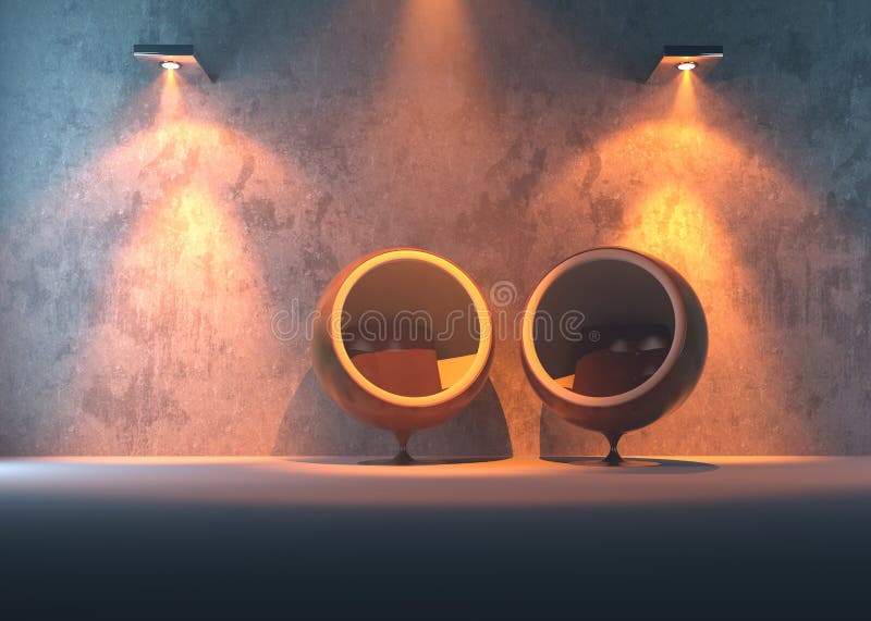 Interior Composition with Two Ball Chairs Stock Illustration ...