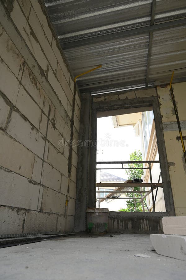 Interior Construction Build Industry and Cement Wall Stock Image - Image of industry, extension ...