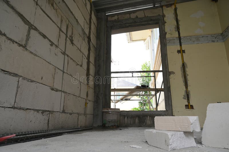 Interior Construction Build Industry and Cement Wall Stock Image ...