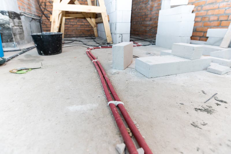 Interior Construction Building Site and Electrical Installation Stock ...