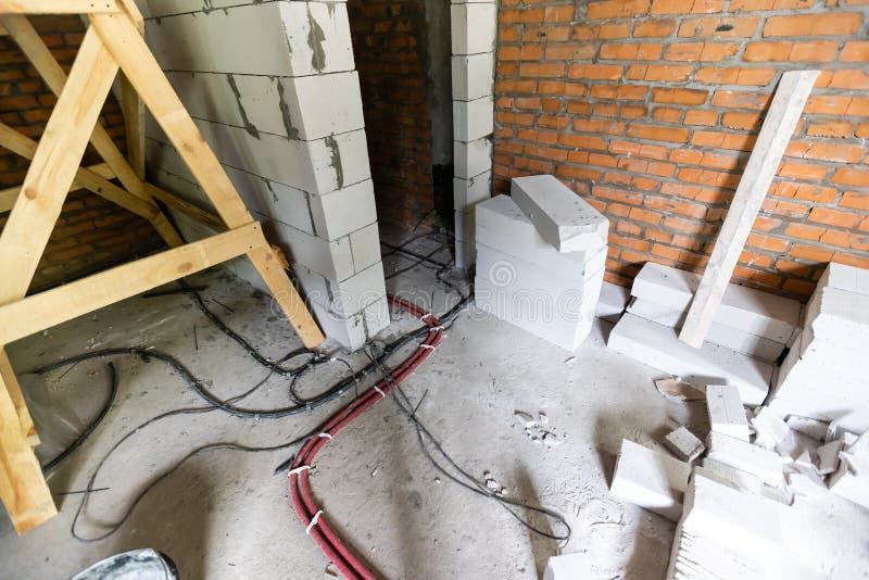 Interior Construction Building Site and Electrical Installation Stock ...