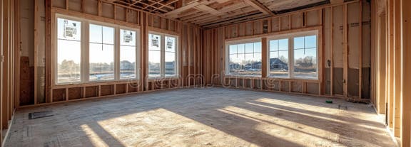 The Interior Construction Features Walls that Have Been Newly Painted ...