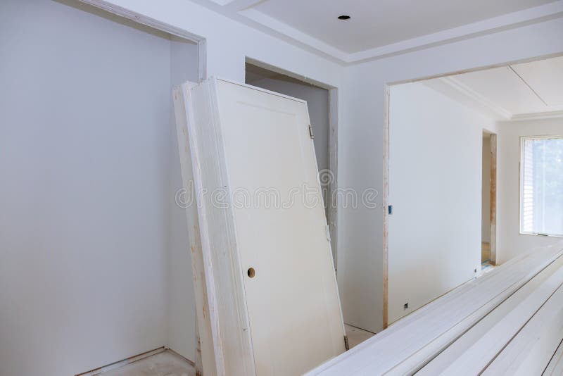 Interior Construction of Housing Project with Door and Molding ...