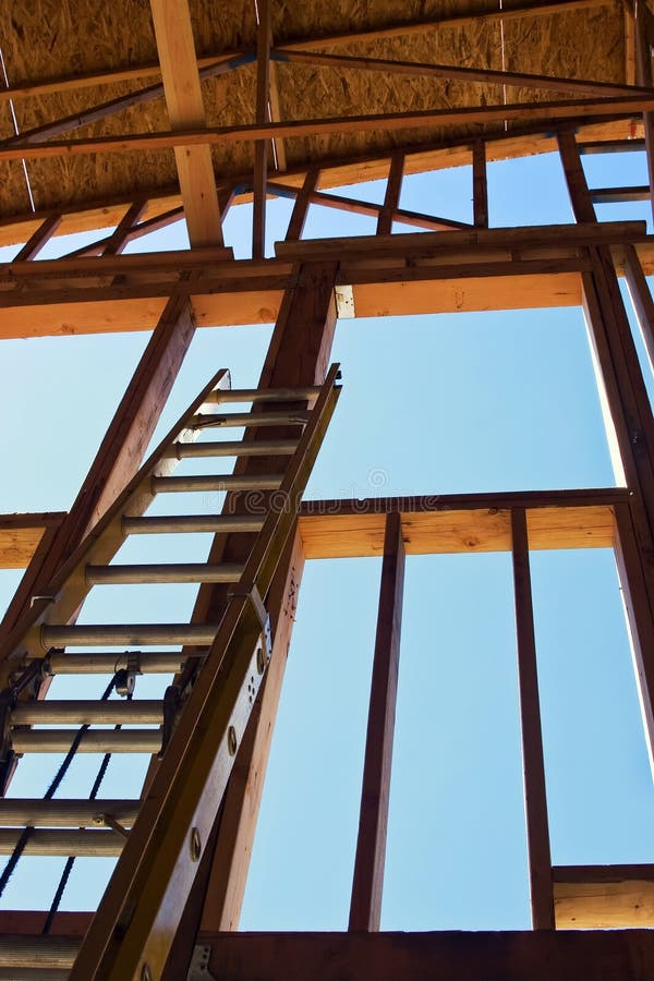 Construction Site Ceiling Framing Stock Photo - Image of plank, framing ...