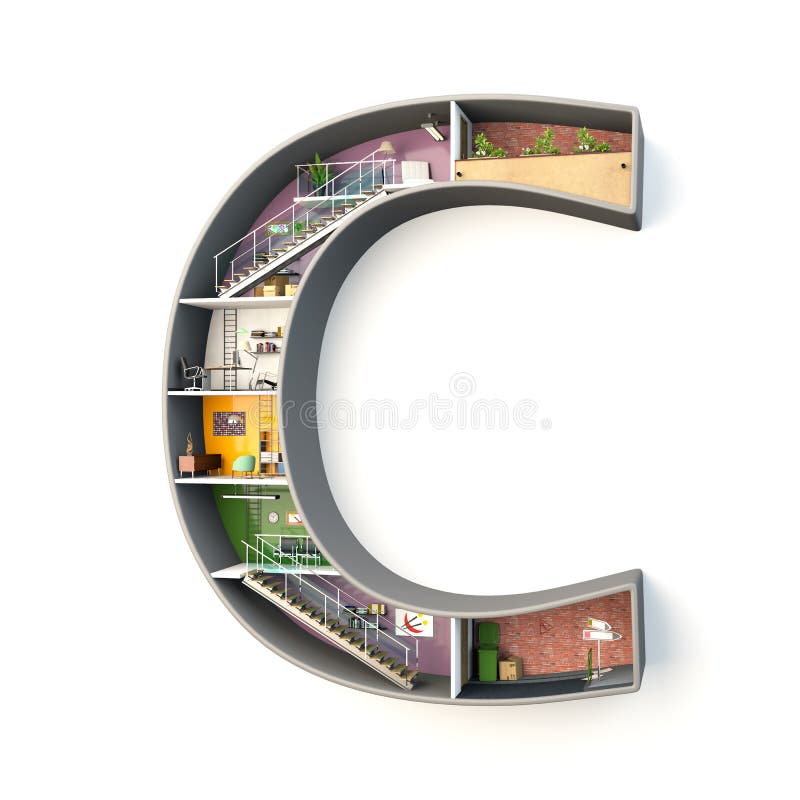 Interior of a Construction in Shape of Letter `C` Stock Illustration ...