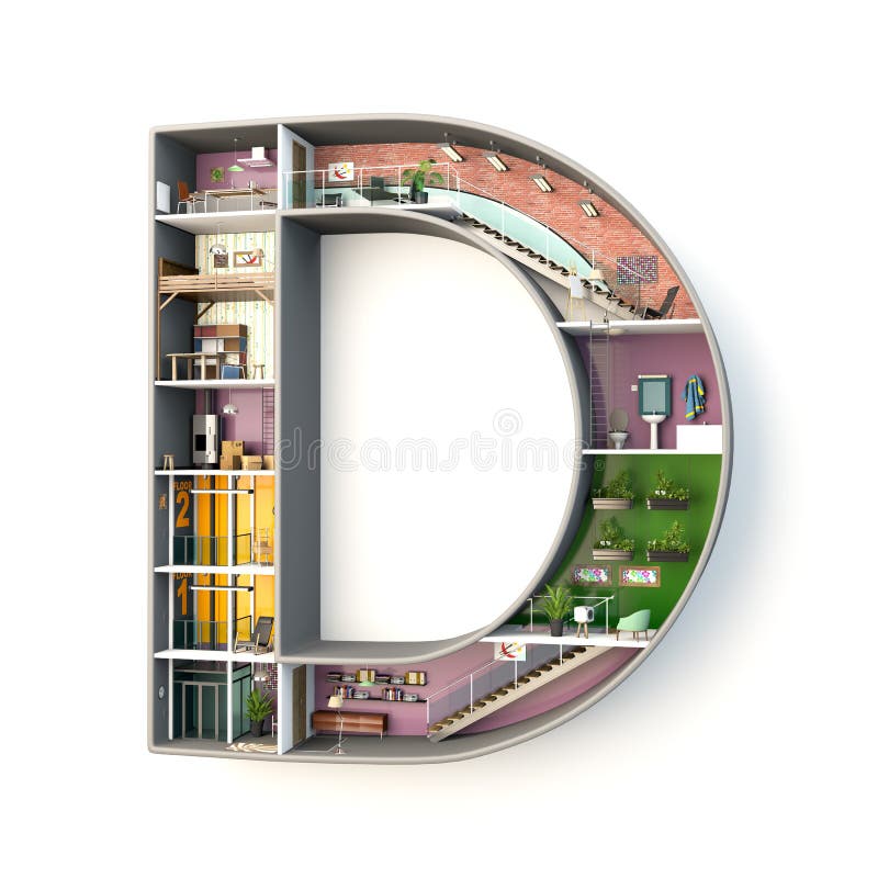 Interior of a Construction in Shape of Letter `D` Stock Illustration ...