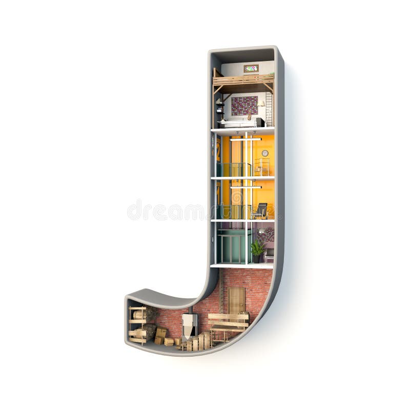 Interior of a Construction in Shape of Letter `J` Stock Illustration ...