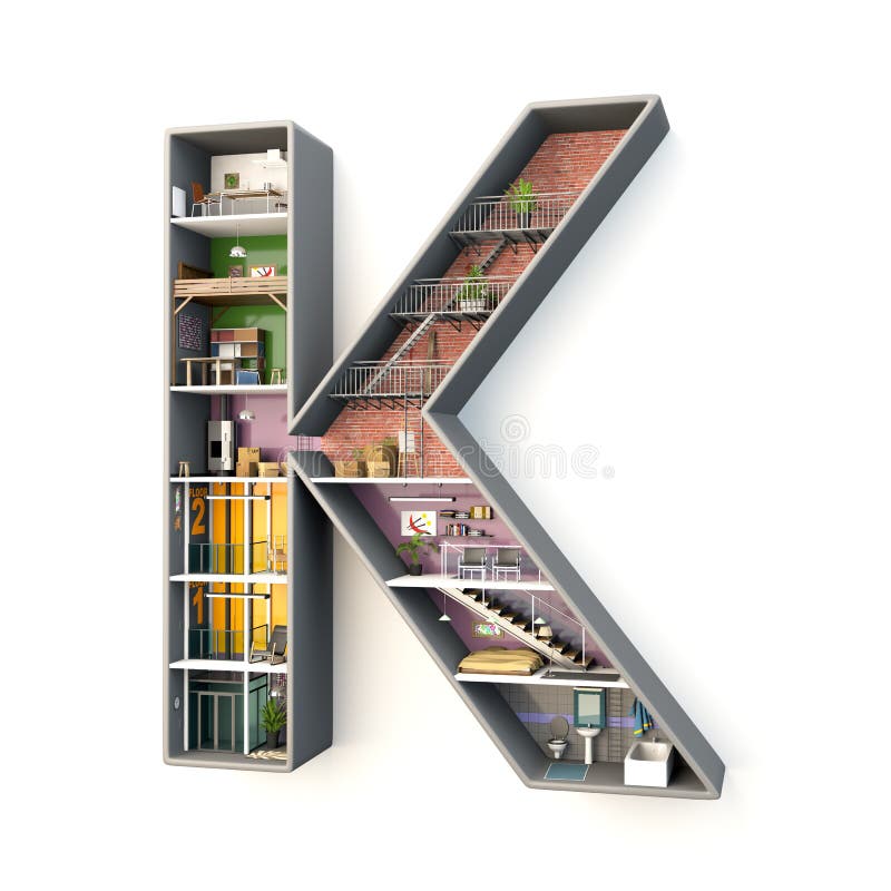 Interior of a Construction in Shape of Letter `K` Stock Illustration ...