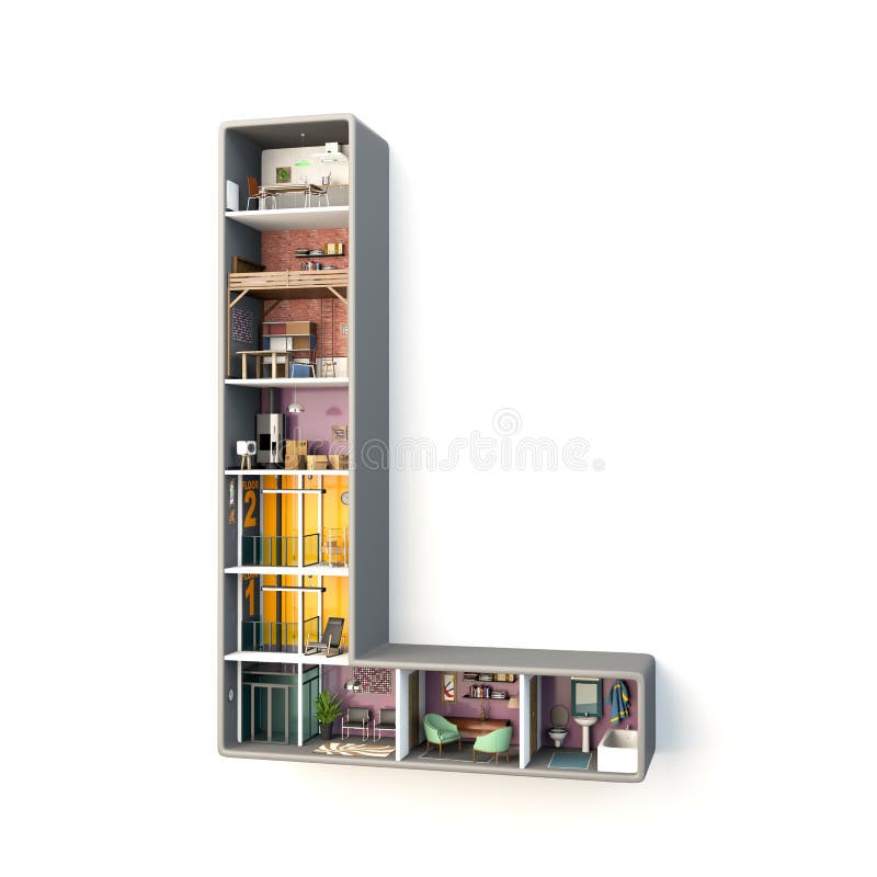 Interior of a Construction in Shape of Letter `L` Stock Illustration ...