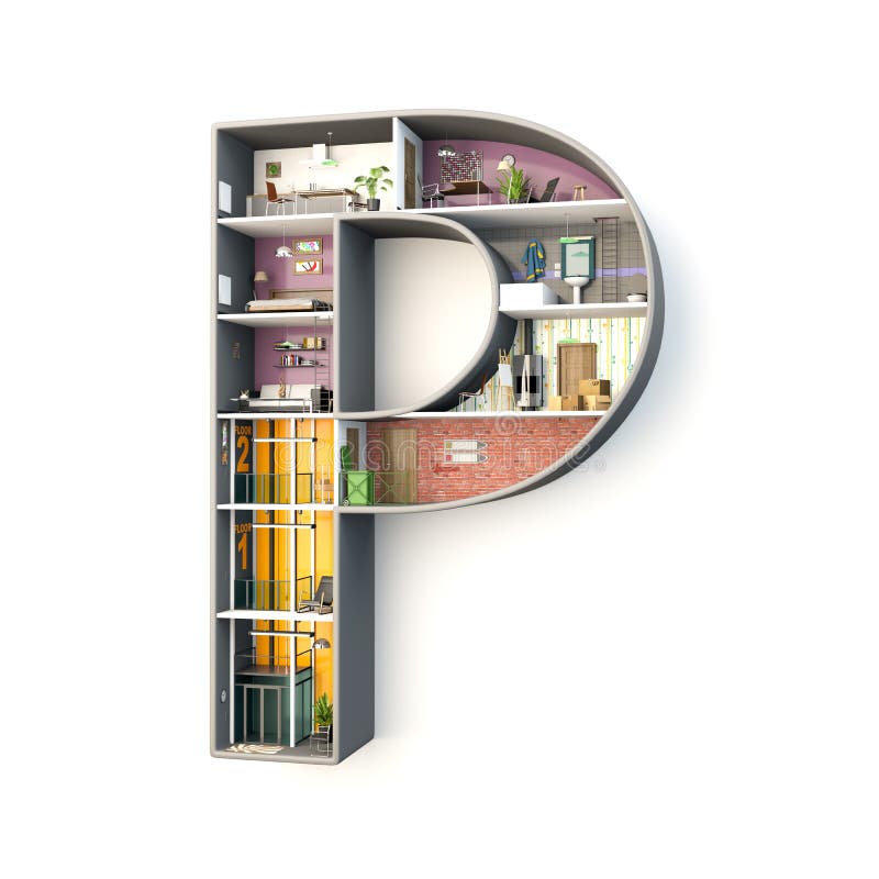 Interior of a Construction in Shape of Letter `P` Stock Illustration ...
