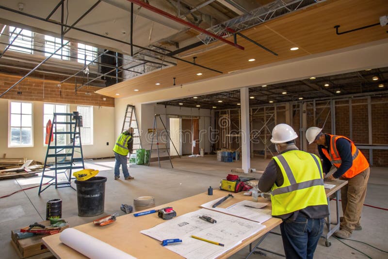 Interior Construction Site Being Designed and Built Stock Illustration ...