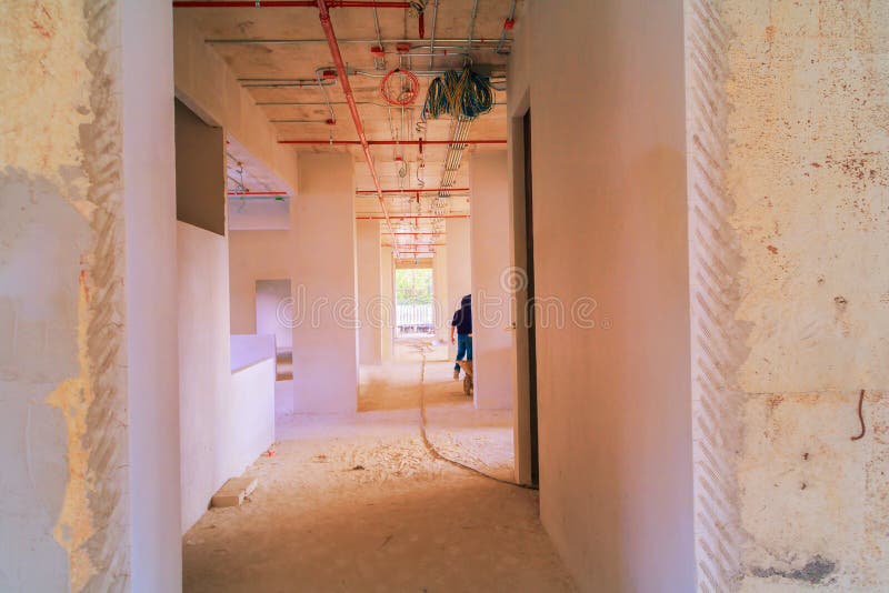 Interior in Construction and Wall Decoration at Building Site with ...
