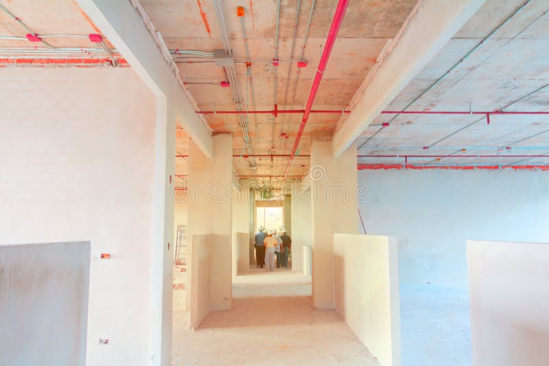 Interior in Construction and Wall Decoration at Building Site with ...