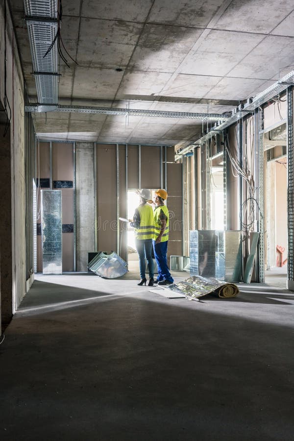 Interior Construction Works in a Building Stock Image - Image of work ...