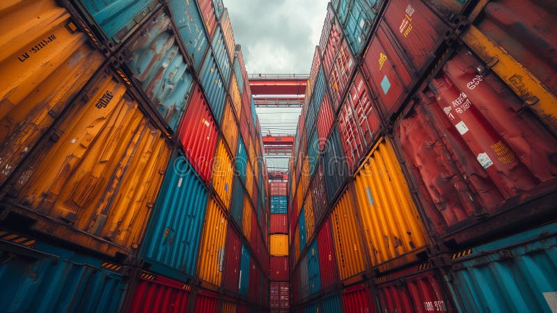 Container Ship Interior with Colorful Containers Stock Illustration ...