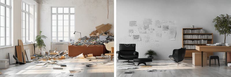 Interior Contrast Highlighting the Difference between Messy Clutter and ...